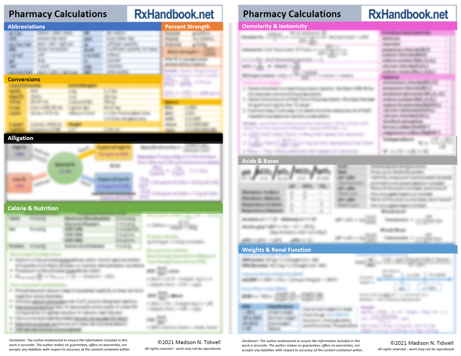 RxHandbook: Pharmacy Calculations NAPLEX Review Pocket Guide - RxHandbook